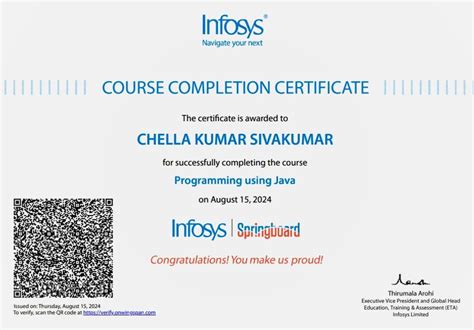 Chella Kumar Sivakumar On Linkedin Java Coding Programming Infosys