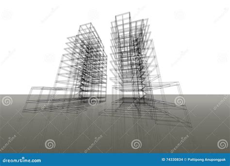Ejemplo De La Estructura De Edificio Del Dibujo De La Arquitectura 3d
