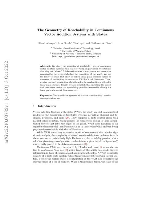 The Geometry Of Reachability In Continuous Vector Addition Systems With States Deepai