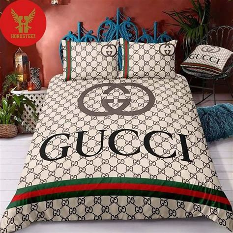 Gucci Logo Monogram Stripe Luxury Bedding Sets Horusteez Duvet