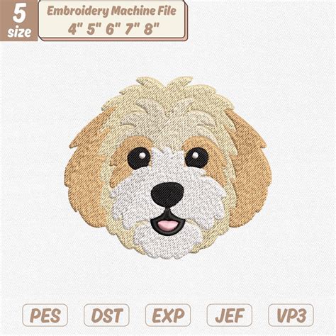 Mini Cavachon Face Embroidery Design Dog Face Cavapoo Embroidery