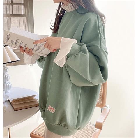 日本 Classical Elf Java 裏起毛純色休閒長袖上衣 煙燻綠｜媽咪愛