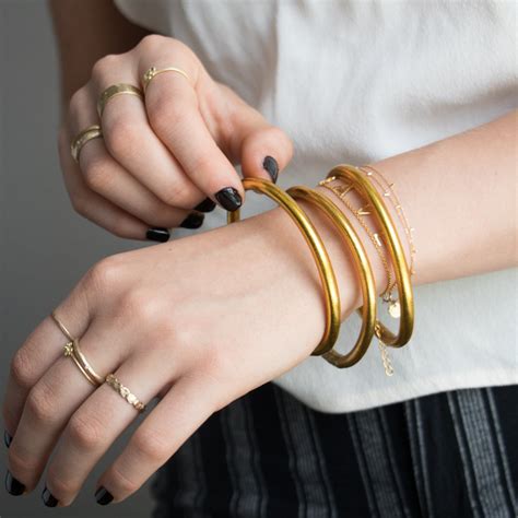 Set Of 3 Gold Buddhist Prayer Bangles By Budhagirl Newtwist