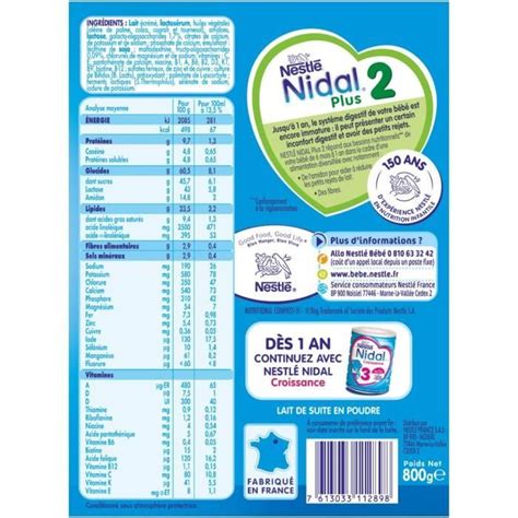 Nestlé Nidal Plus 2ème Age Boite De 800g Achat Vente Lait 2e âge Nestlé Nidal Plus 2ème Age