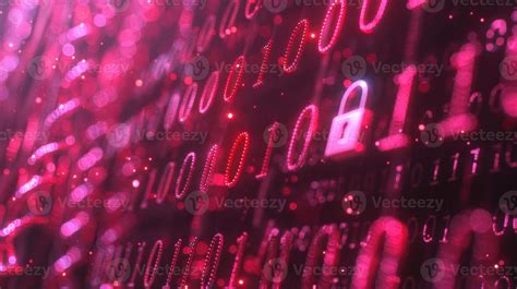Abstract Digital Background Featuring Binary Code And A Padlock