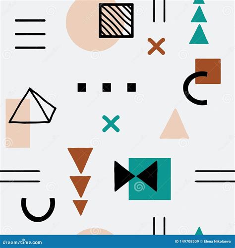 Geometric Memphis Style Seamless Pattern Stock Vector Illustration Of