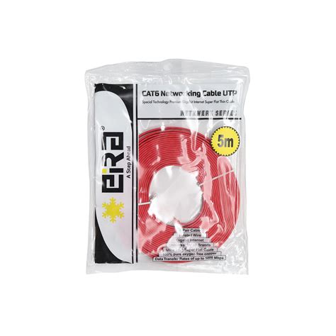 Cat6 Ultra Thin Flat Ethernet Patch Cable 5m Red