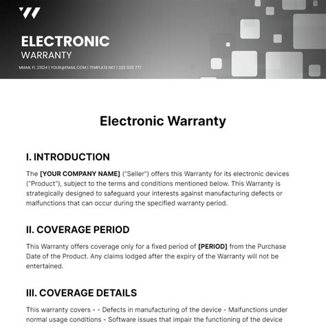 Free Simple 1 Year Warranty Template To Edit Online