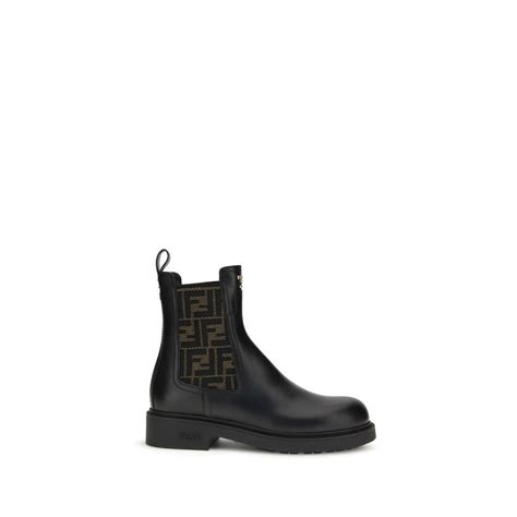 Fendi Black Calf Leather Bos Taurus Ankle Womens Boots