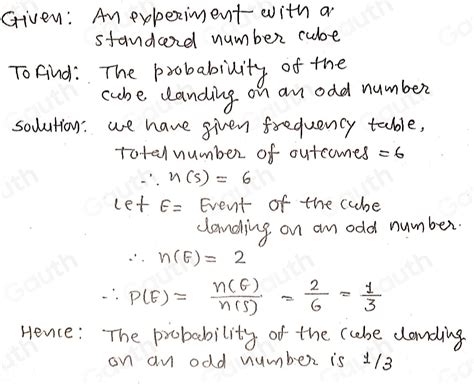 solved catherine performed an experiment with a standard number cube