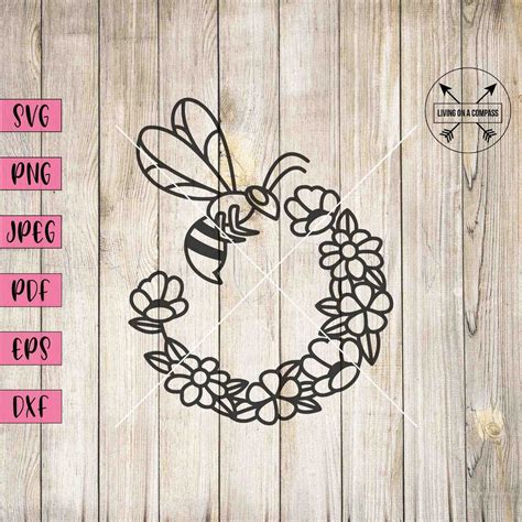 Bee Wreath Svg Bee Frame Bee Monogram Border Bumble Bee Svg Insect