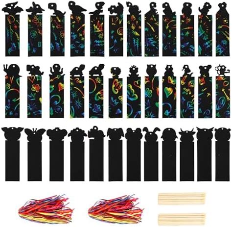 Goaste 144 Pack Animal Scratch Bookmarks Magic Diy