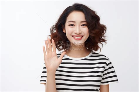 正在挥手迎接的女士高清图片下载 正版图片600617930 摄图网