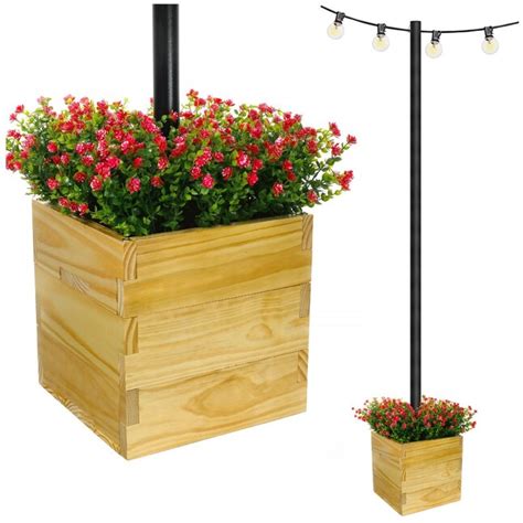 Excello Global Products Planter Box W String Light Pole Holder 14 In