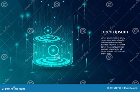 Abstract Technology Concept Particle Connection Background With Blue Lights Stock Vector