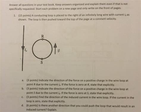 Solved A Conducting Loop Is Placed To The Right Of An Chegg