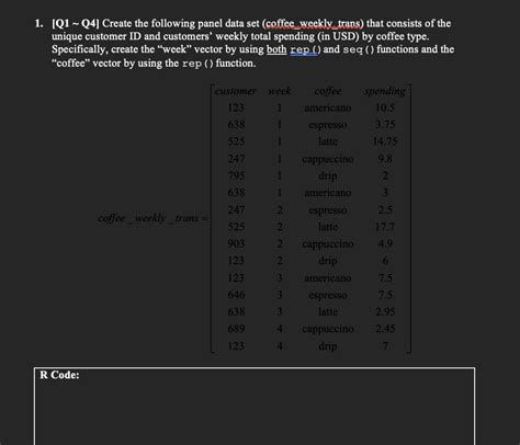 solved 1 [q1 ~ q4] create the following panel data set