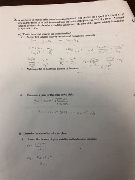 Solved 2 A Satellite Is In Circular Orbit Around An Unknown
