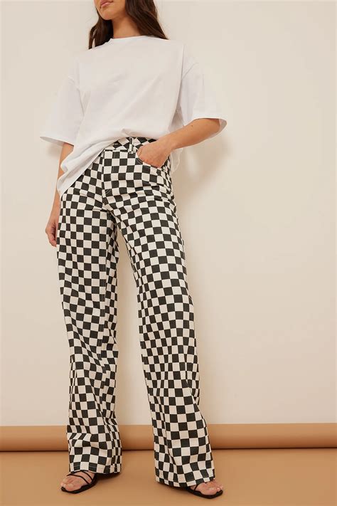 Wide Leg Denim Checkered Bekleidungsstile Kleidung Mode Kleidung
