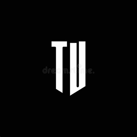 Tu Logo Monogram With Emblem Style Isolated On Black Background Stock