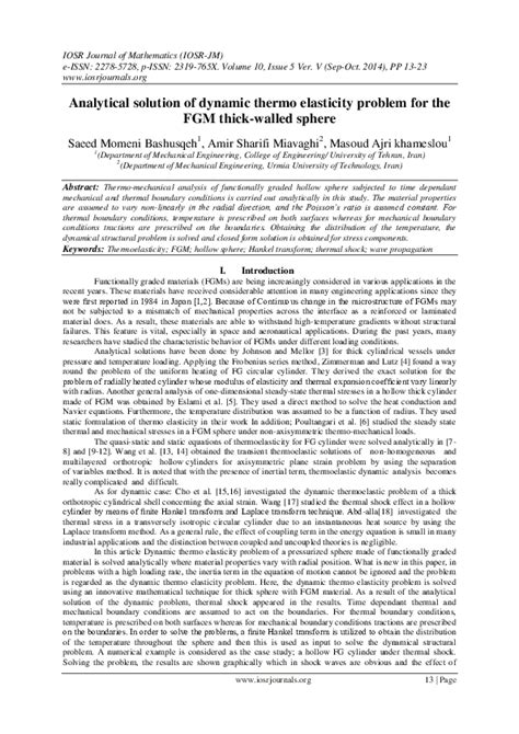 Pdf Analytical Solution Of Dynamic Thermo Elasticity Problem For The