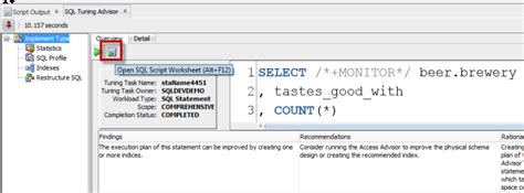 Oracles Sql Tuning Advisor And Sql Devleoper