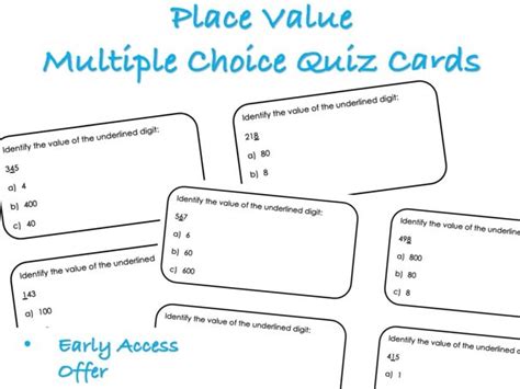 place value multiple choice quiz cards teaching resources