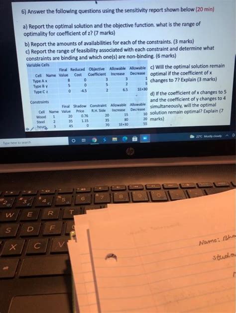 Solved 6 Answer The Following Questions Using The