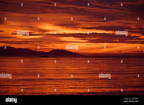 Beautiful Sunset Over The Raja Ampat Islands Indonesia Stock Photo Alamy