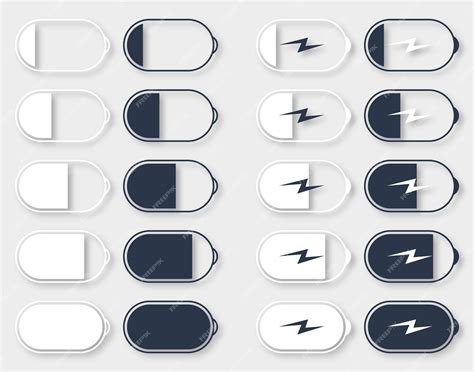 배터리 표시기 완전 비어 있고 충전 평면 벡터 디자인 프리미엄 벡터