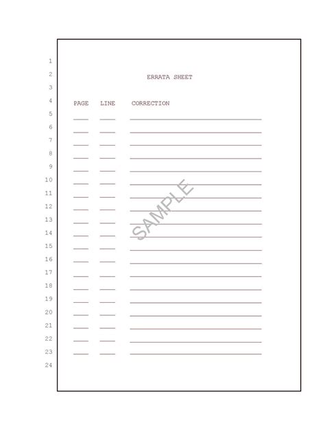 Sample Errata Sheet