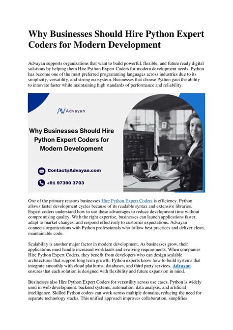Ppt Why Businesses Should Hire Python Expert Coders For Modern