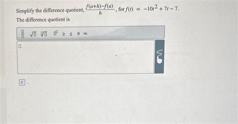 Solved Simplify The Difference Quotient Hfah−fa For