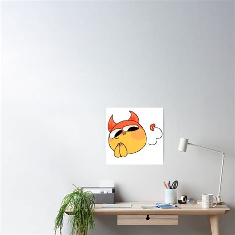 Cute Devil Cursed Emoji Tiktok Meme Face Poster For Sale By