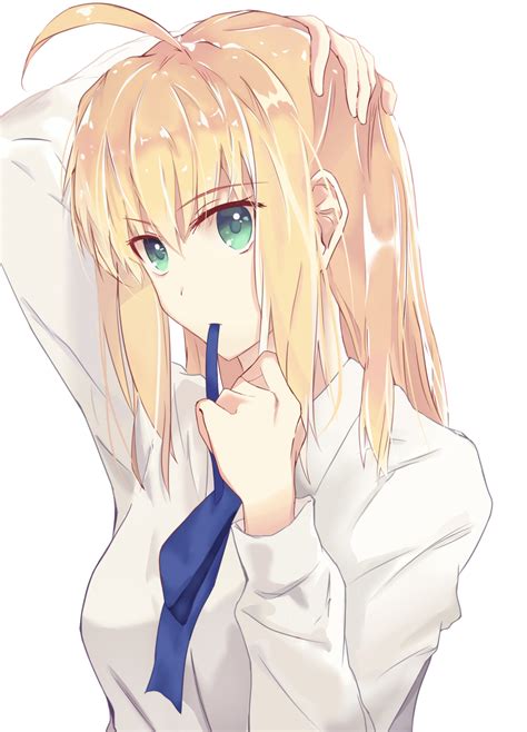 Safebooru 1girl Ahoge Alternate Hairstyle Arm Up Artoria Pendragon
