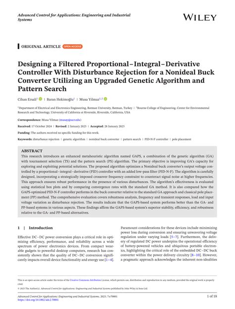 Pdf Designing A Filtered Proportionalintegralderivative Controller With Disturbance