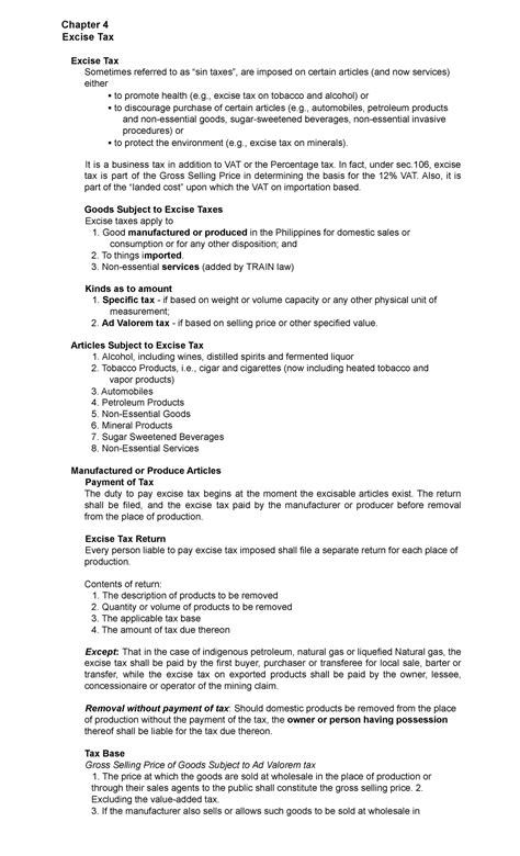 Ch04 Excise Tax Chapter 4 Excise Tax ฀ Excise Tax Sometimes Referred
