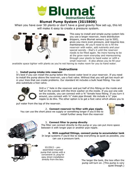 Basic Blumat Pump Kit Assembly Instructions Irrigation Equipment