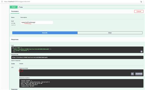 Asp Net Core Swagger UI POST How To Allow For Newline Character Input Stack Overflow