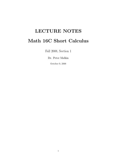 Solutions Of Differential Equation Lecture Notes Mat 016c Docsity
