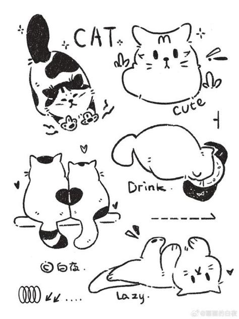 小猫和小狗在一起吃东西的图片简笔画（高清13张）简笔画图片大全