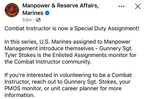 Combat Instructor Is Now An Sda B Billet Again No More Deciding