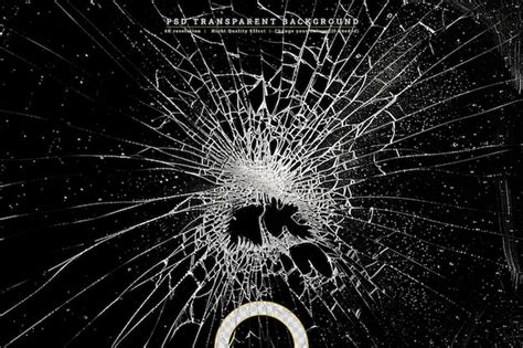 투명한 배경에 깨진 유리 질감 프리미엄 Psd 파일