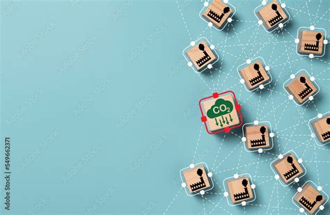 Co2 Reducing Icon Link With Factory With Pollution Emission For