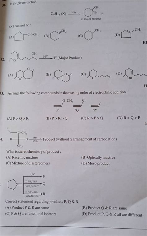 C Cccc C C Ccc C O 33 Arrange The Following Compounds In Decreasing Orde
