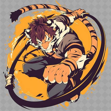 Premium Psd Png Confident And Assertive Anime Tiger Boy With Stripes