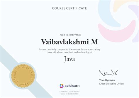 Vaibavlakshmi M On Linkedin Java Sololearn
