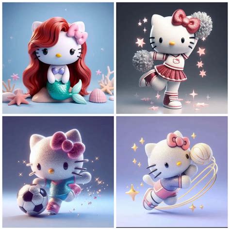 Download Hello Kitty Sports Themed Figurines Wallpaper