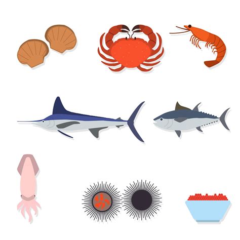 Flat Seafood Vectors 173371 Vector Art At Vecteezy