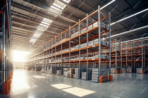 Moderno Almacén Logístico Interior Con Techos Altos Espacio Lleno De
